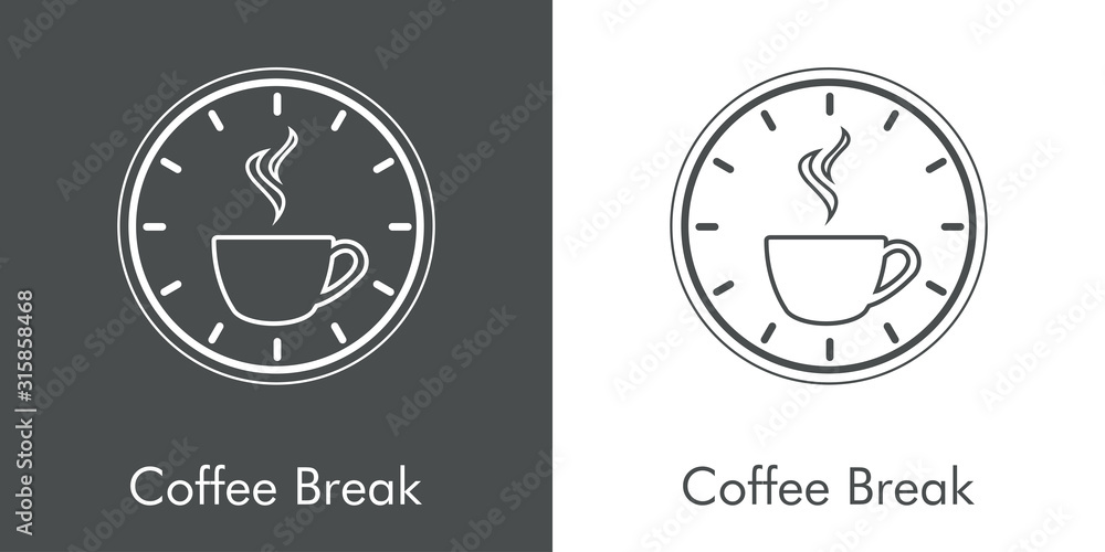 Logotipo Coffee Break. Icono plano lineal taza de café con humo con ...