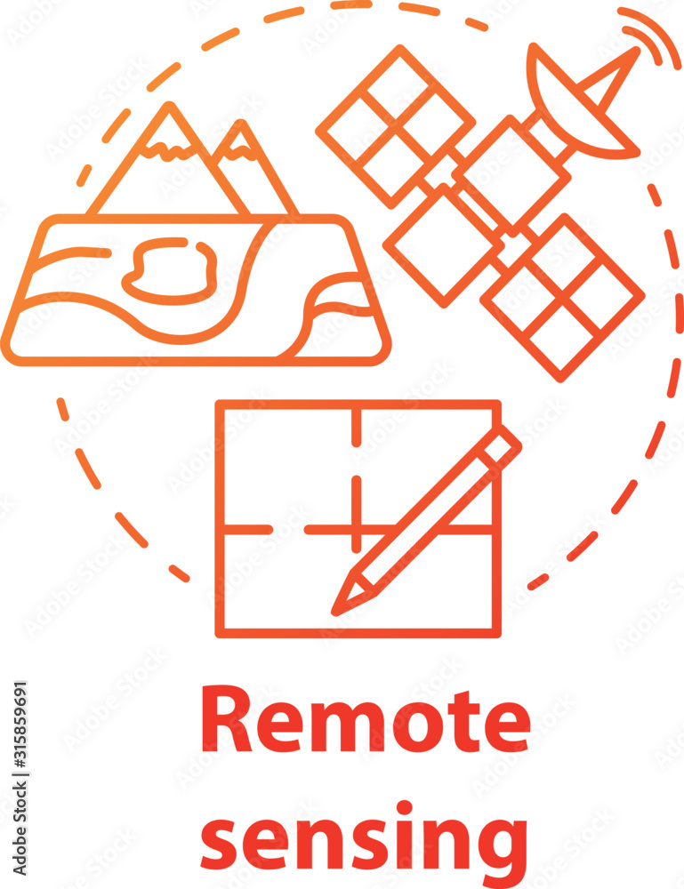 Remote sensing concept icon. Modern cartography. Earth exploration from ...