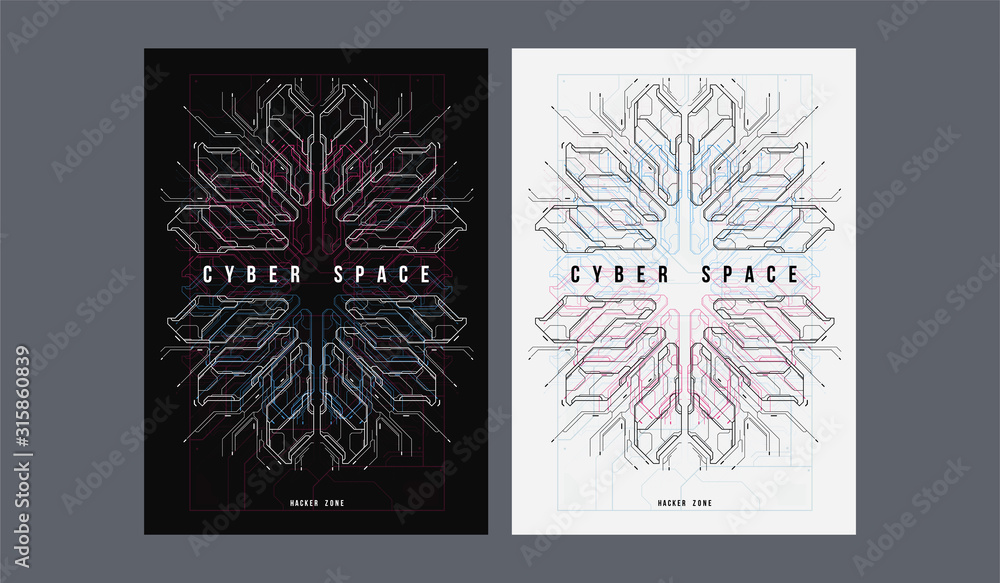 Cyberpunk futuristic poster. Retro futuristic poster template. Tech ...