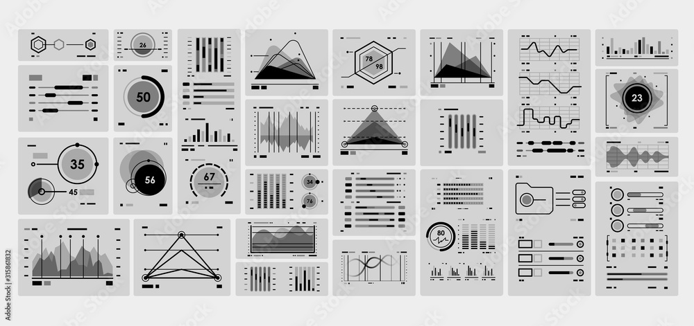 Plakat Network management data dashboard with black and white elements ...
