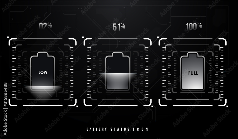 Vector battery symbol set different level of charge for ui. Accumulator ...