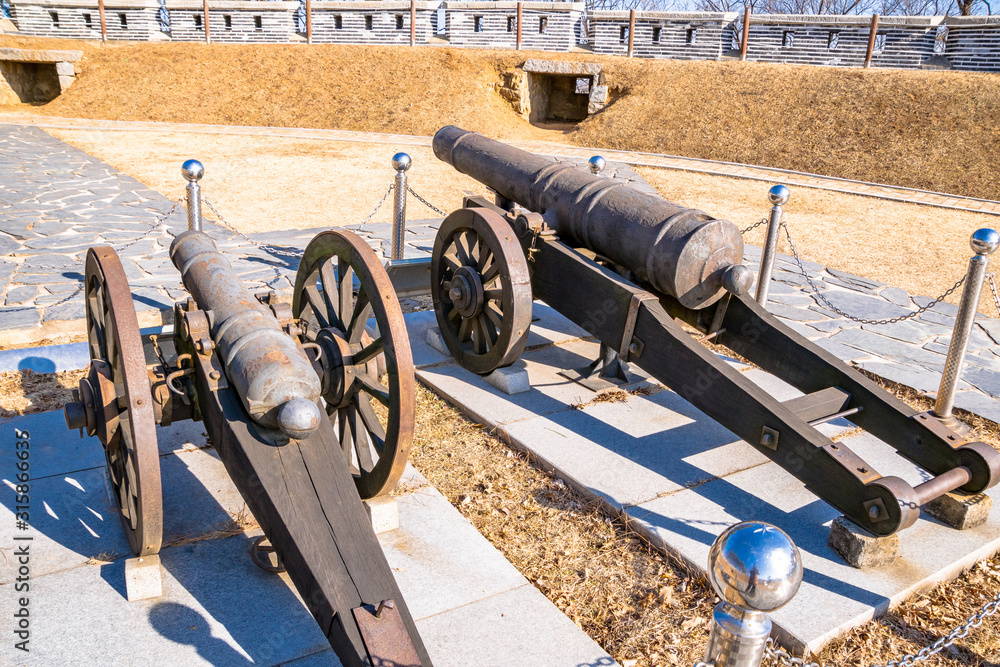Cannon of Gwangseong Dondae, a military defense facility in the Joseon ...