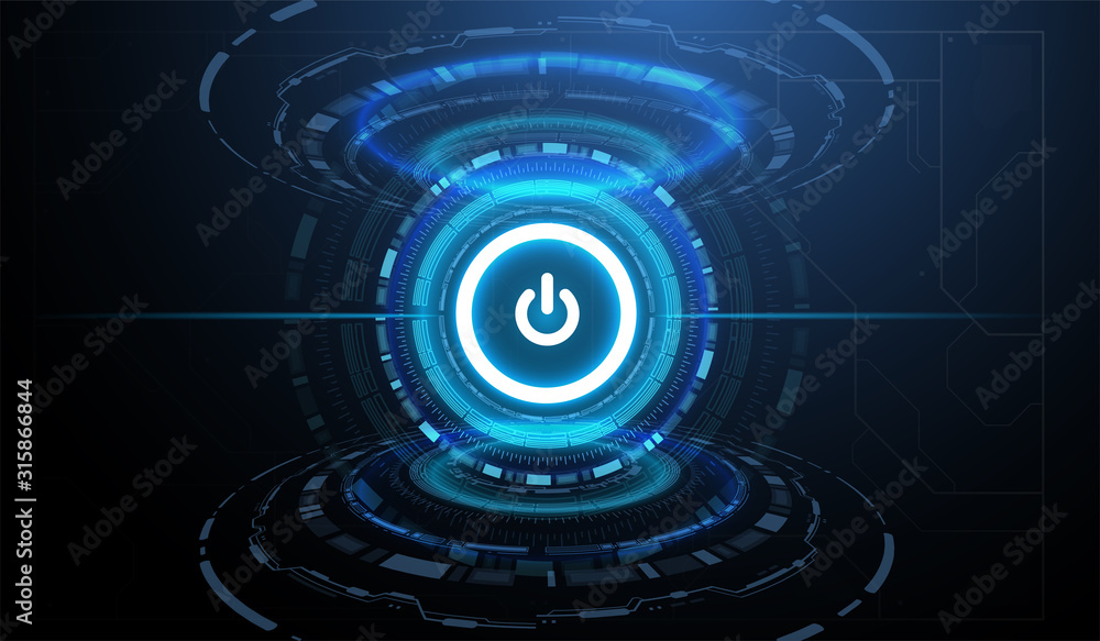 Hi-tech background with power button. Technological background. Vector ...