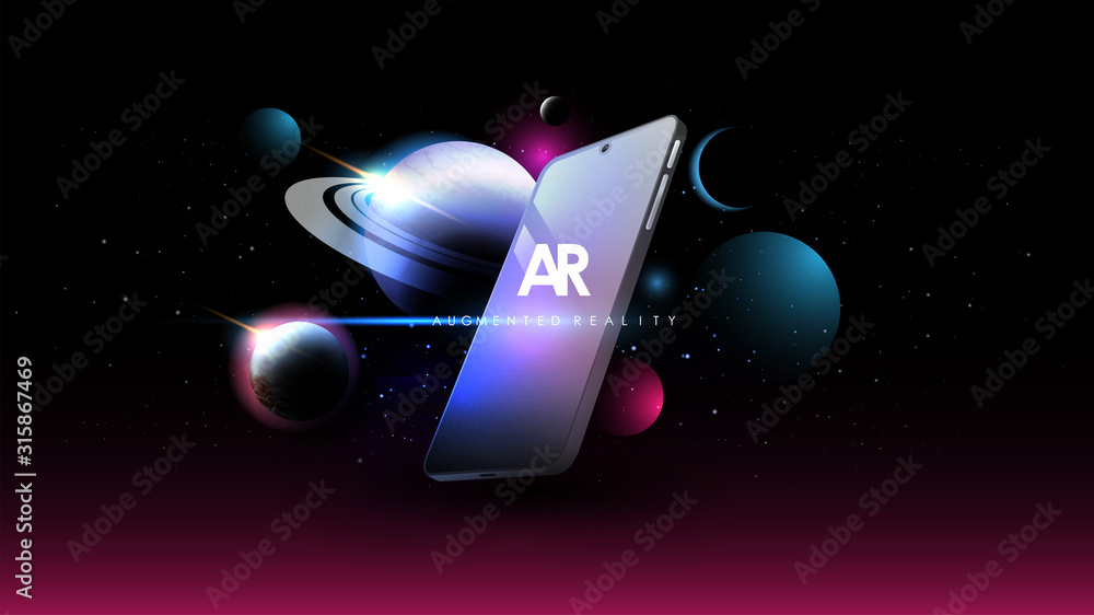 Augmented reality Creative banner. AR technology concept for web and ...