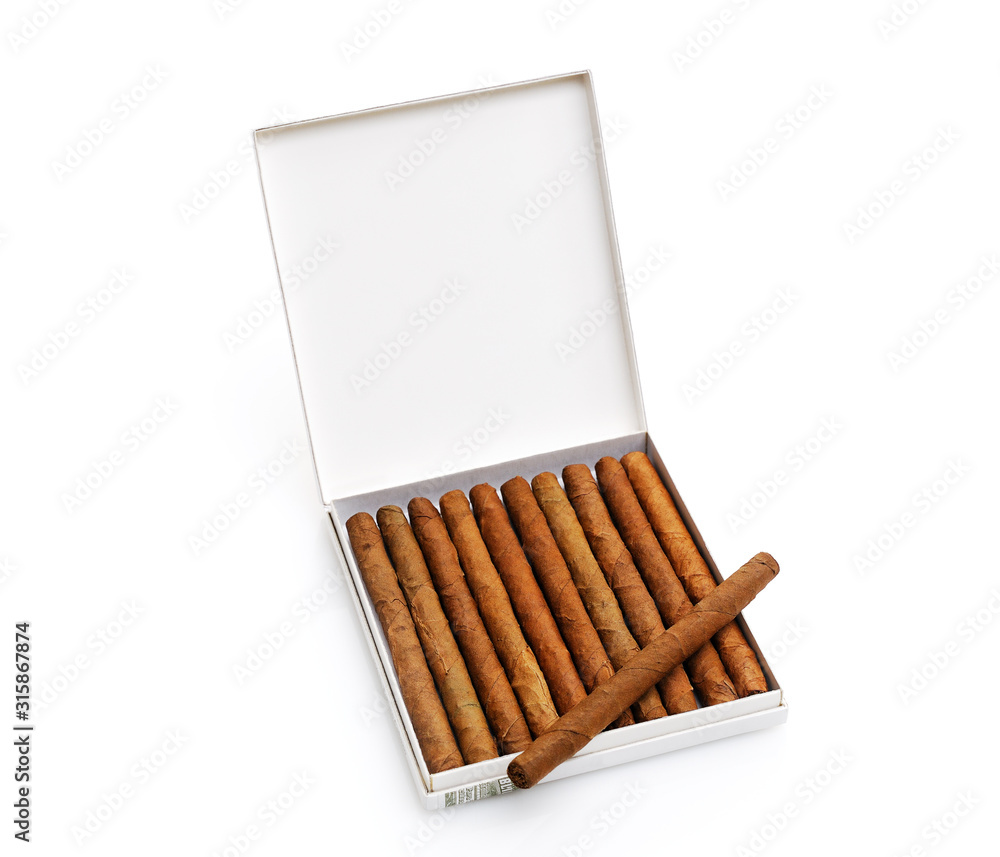 Cigarillos, Mini Cigars against a white background Stock Photo | Adobe ...