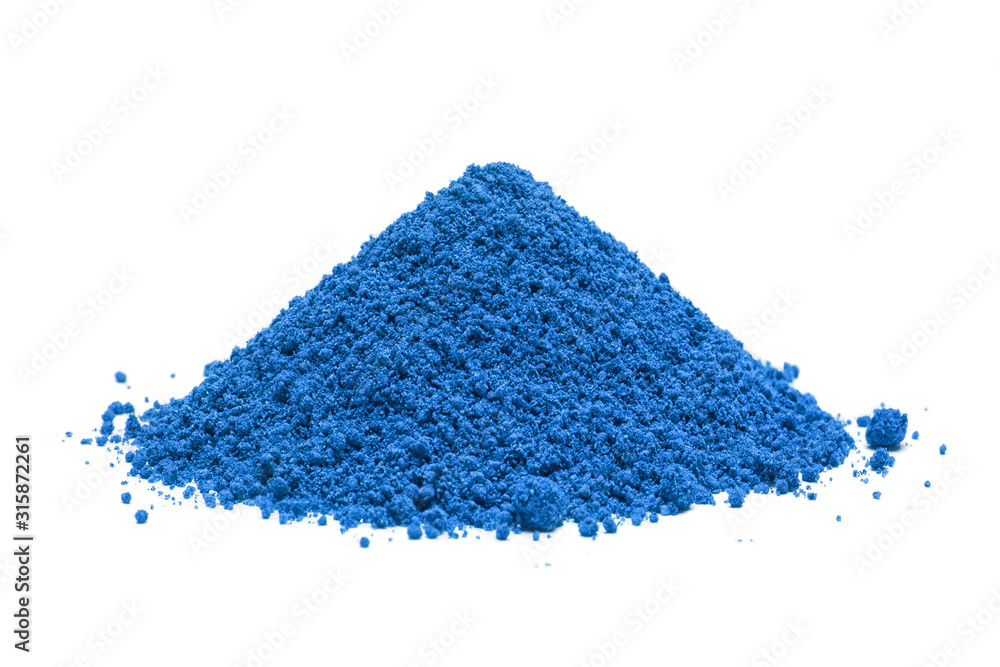 Pile of blue powder, isolated on white background Stock Photo | Adobe Stock