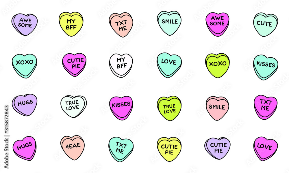 Sweet heart candy. Sweetheart candies isolated on white background ...