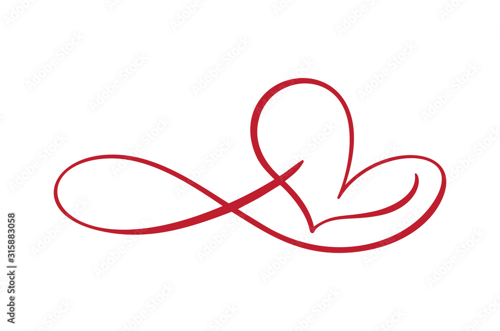 Heart love logo with Infinity sign. Design flourish element for ...