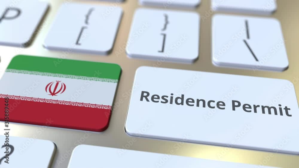 Vídeo do Stock: Residence Permit text and flag of Iran on the buttons ...