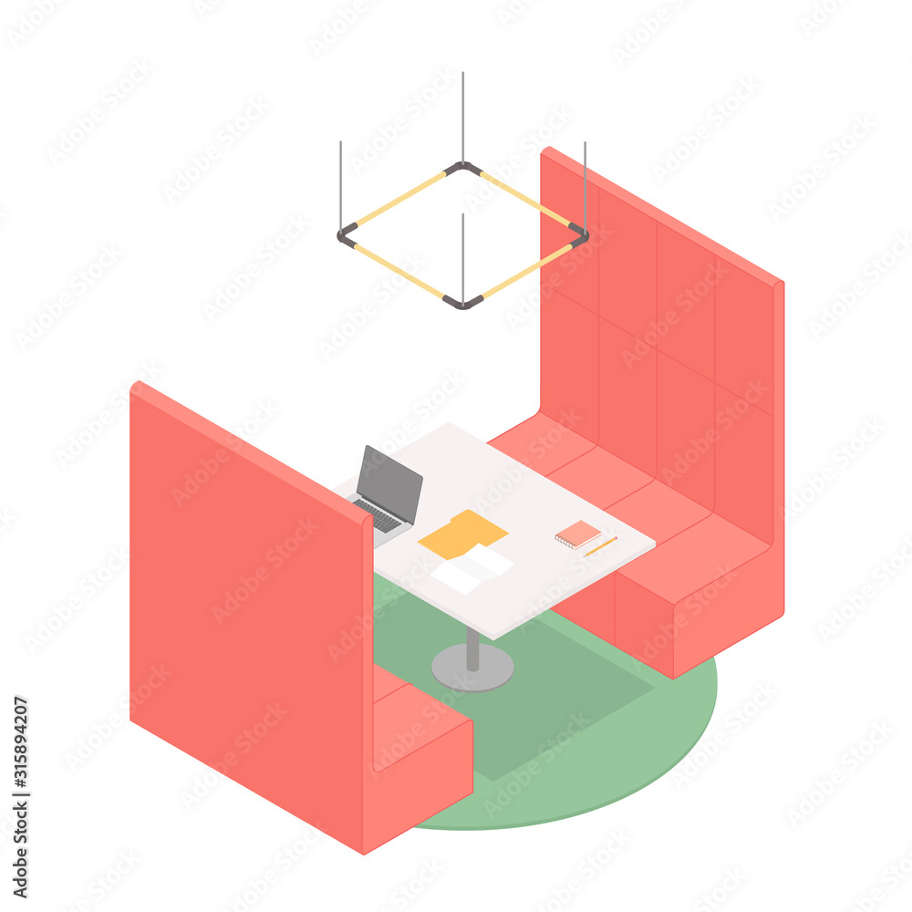 Modern isometric office booth on white Vector illustration in flat ...