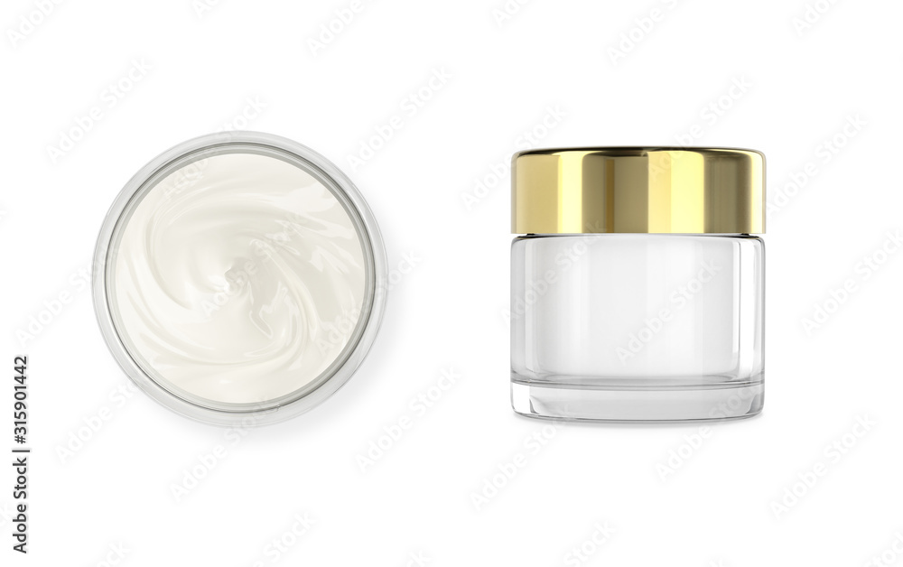Cosmetic pot with body, face cream. Realistic packaging mockup template ...