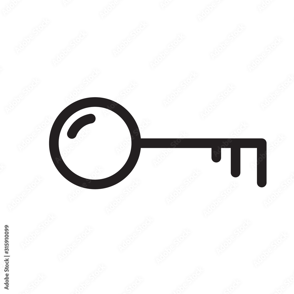 Key icon. Linear template for blocking logo. Black simple illustration ...
