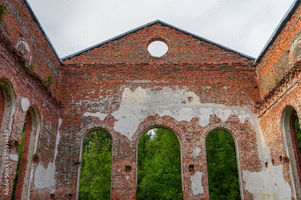 Ruined Lutheran church in Lahdenpohja, Karelia, Russia. Destroyed ...
