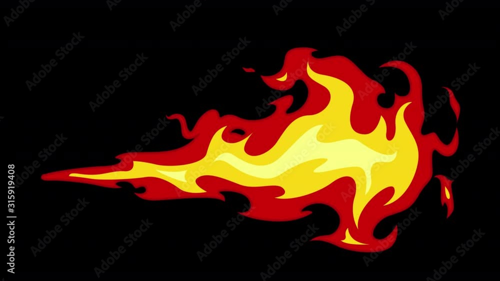 Cartoon FX Fire Element with alpha channel. Horizontal comic fire ...