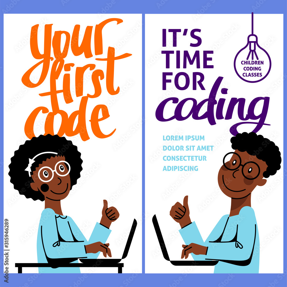 A vertical image for smartphone of a black girl and boy who study ...