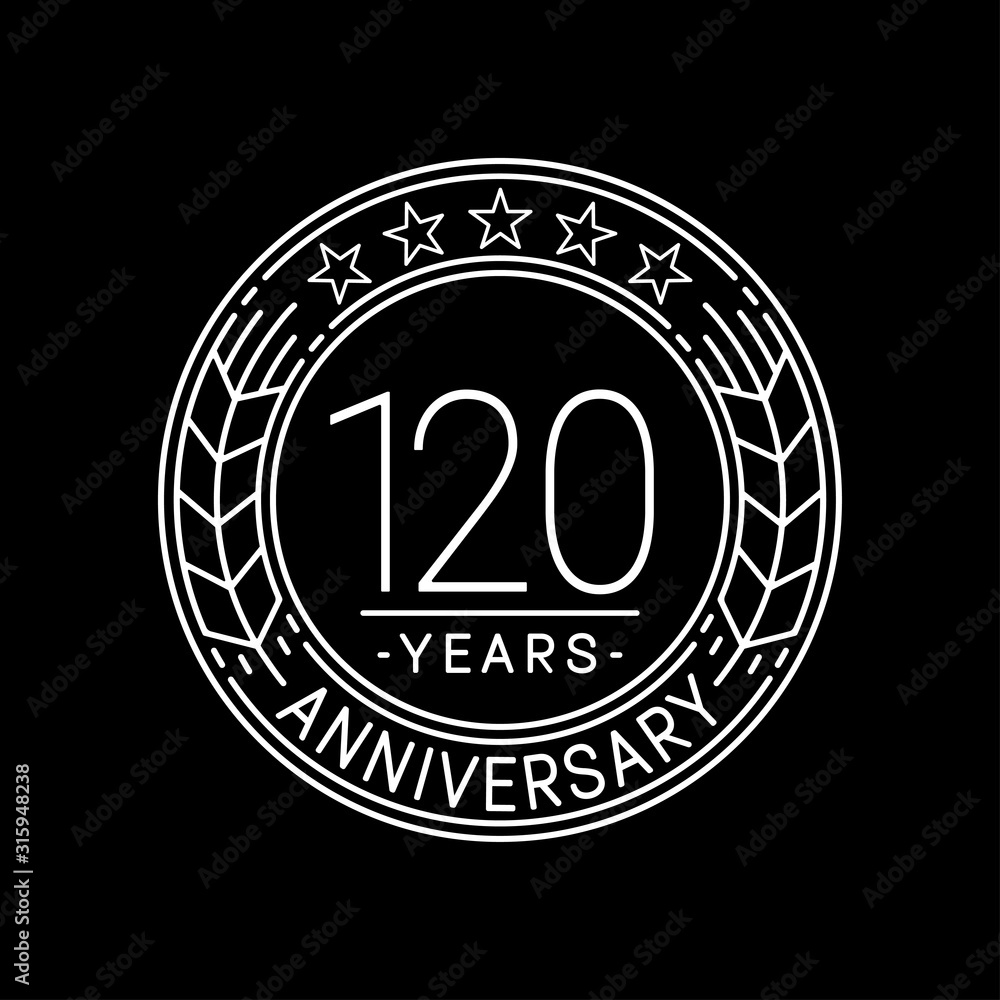120 years anniversary logo template. 120th line art vector and ...
