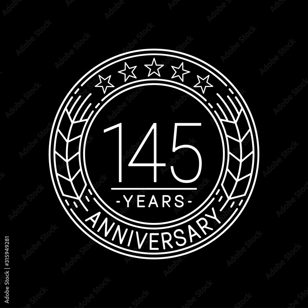 145 years anniversary logo template. 145th line art vector and ...