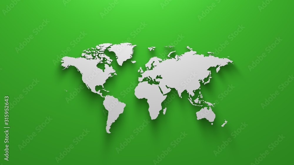 World map on green background Stock Illustration | Adobe Stock