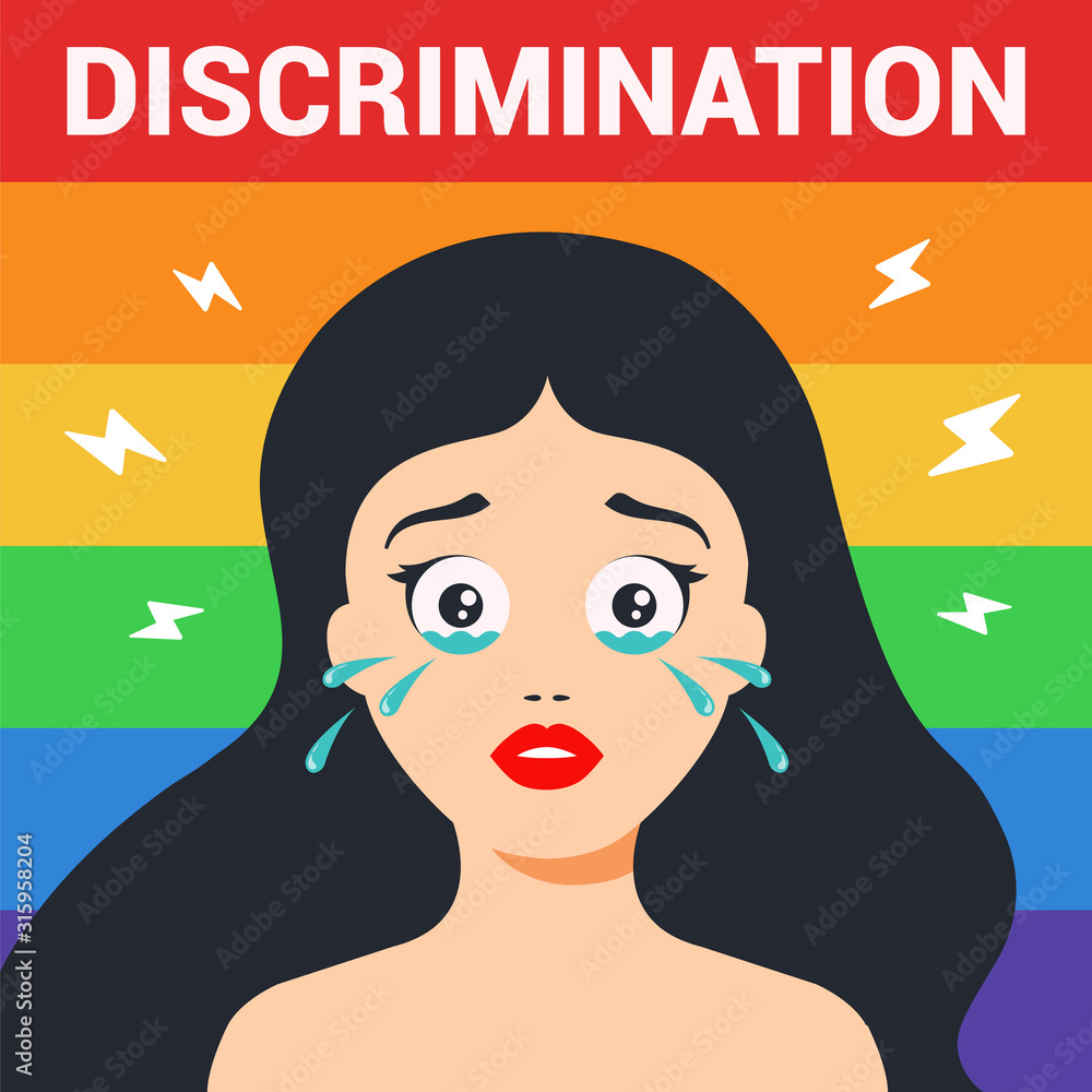 discrimination against women of the LGBT community. the girl is crying ...