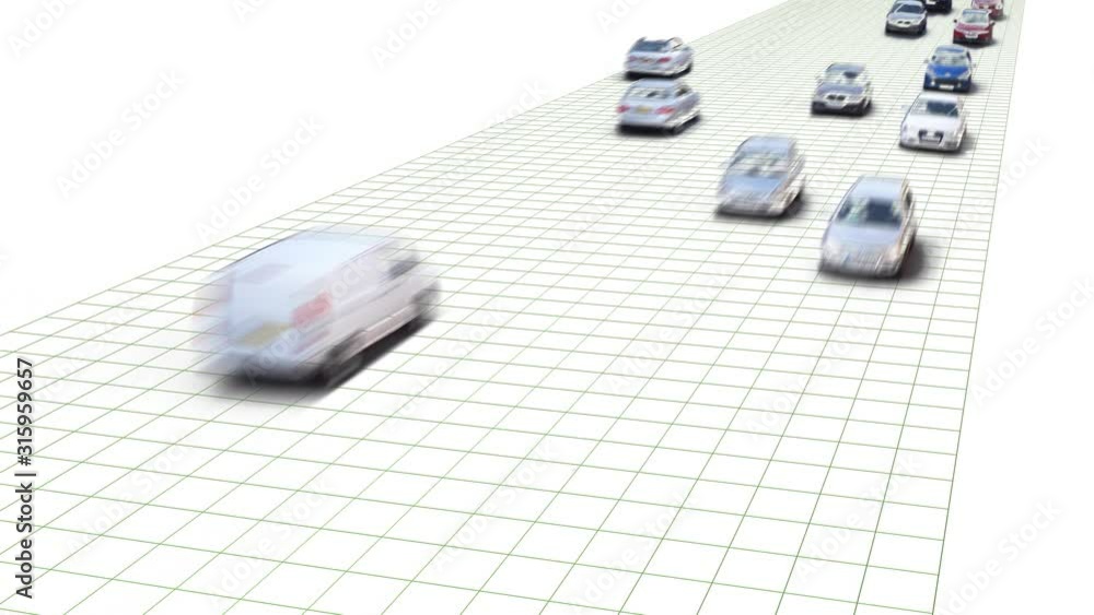 Cars on a grid. Cars isolated on white composited onto a squared grid ...