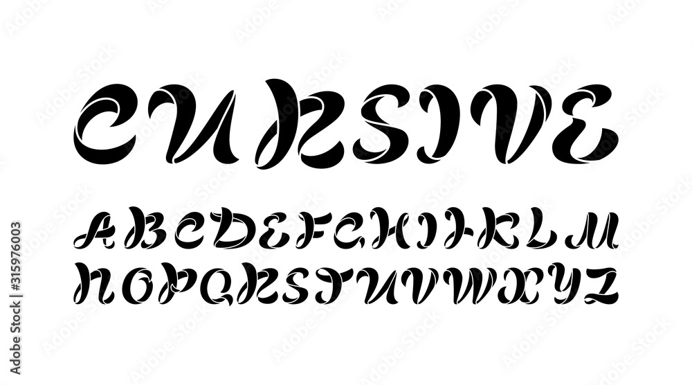 Black cursive font, handwritten script alphabet, calligraphy cursive ...