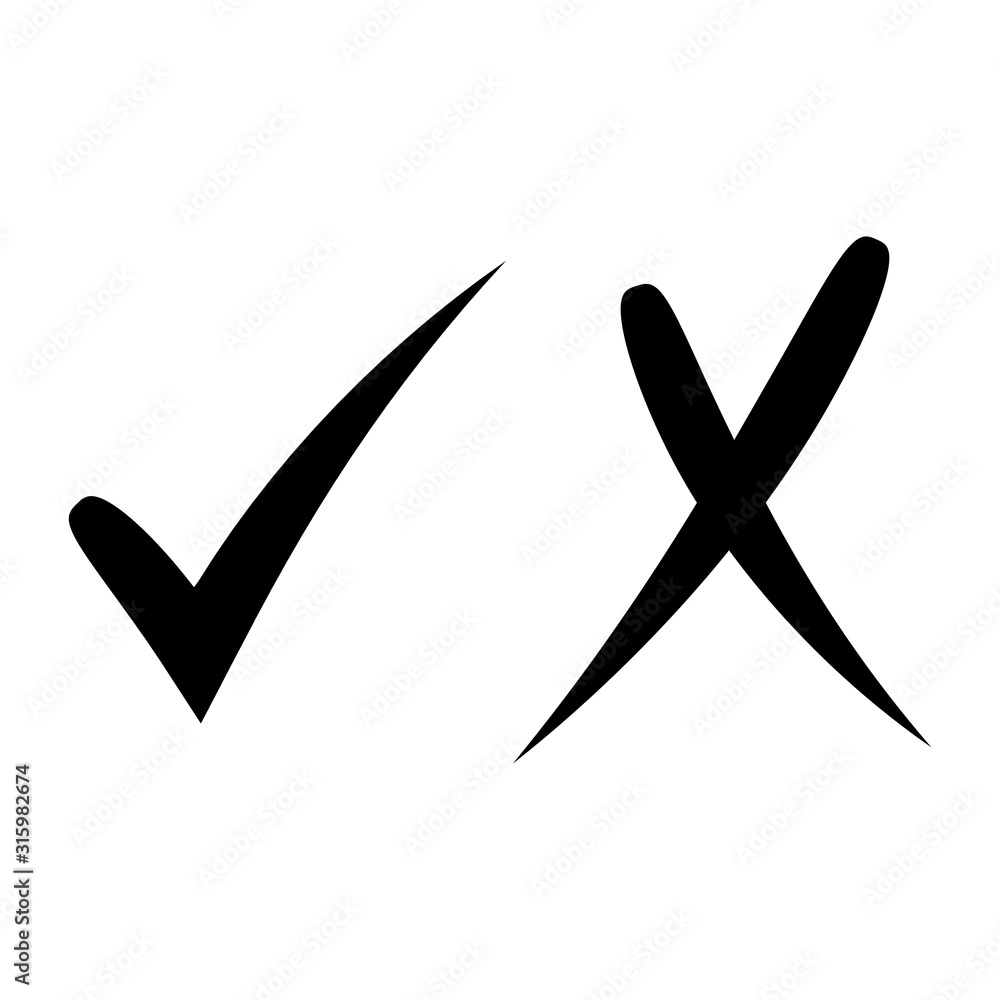 Vector right and wrong check mark. Set check mark and cross - stock ...