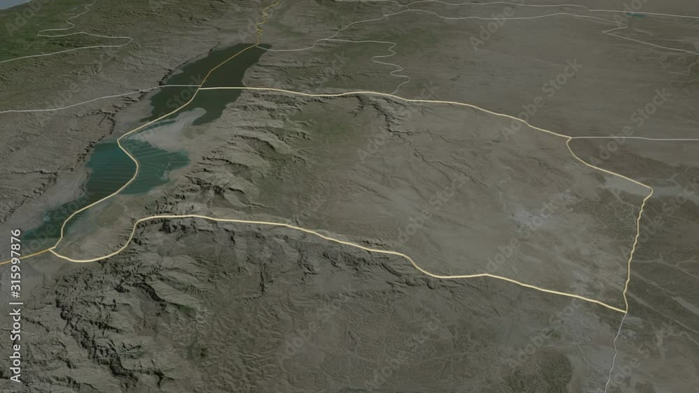 Karak, province with its capital, zoomed and extruded on the satellite ...
