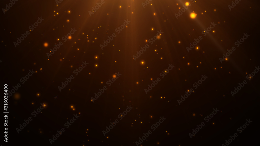 gold particles abstract background with shining golden Floating Dust ...