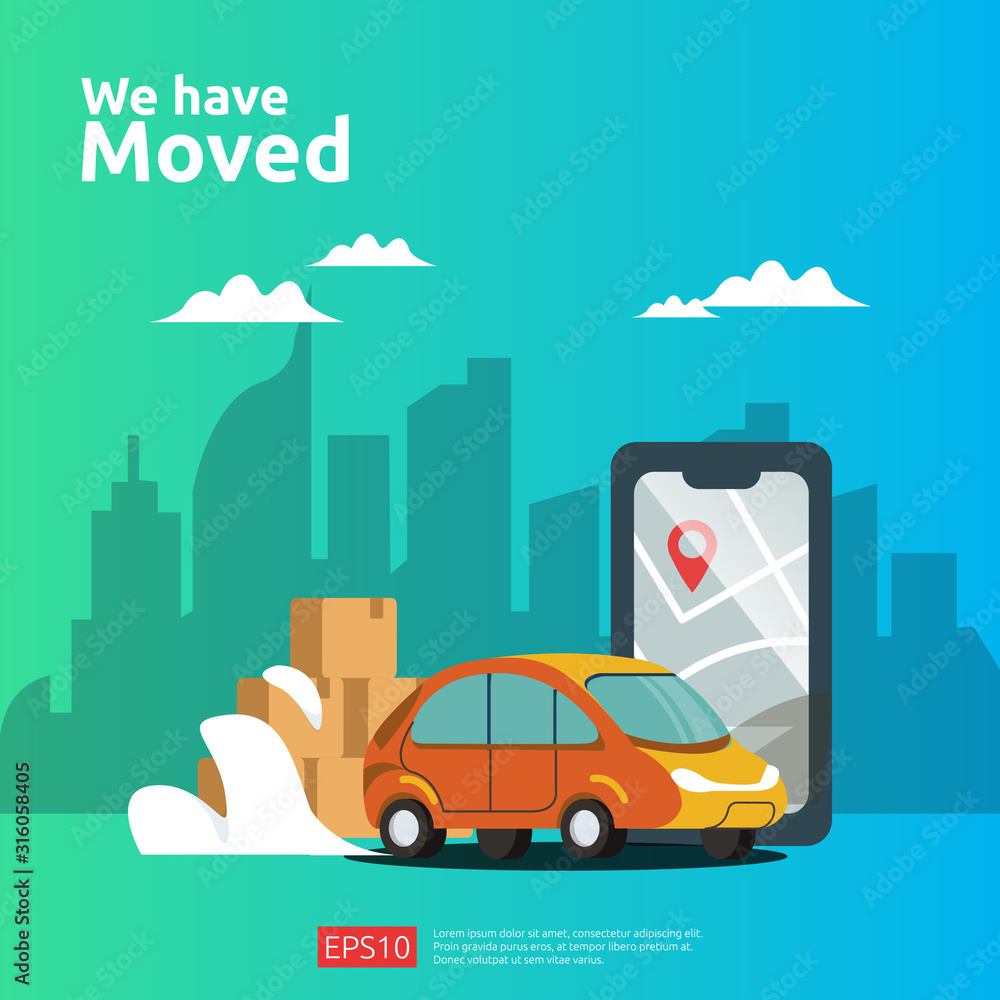 Vecteur Stock we have moved vector illustration concept. new location ...