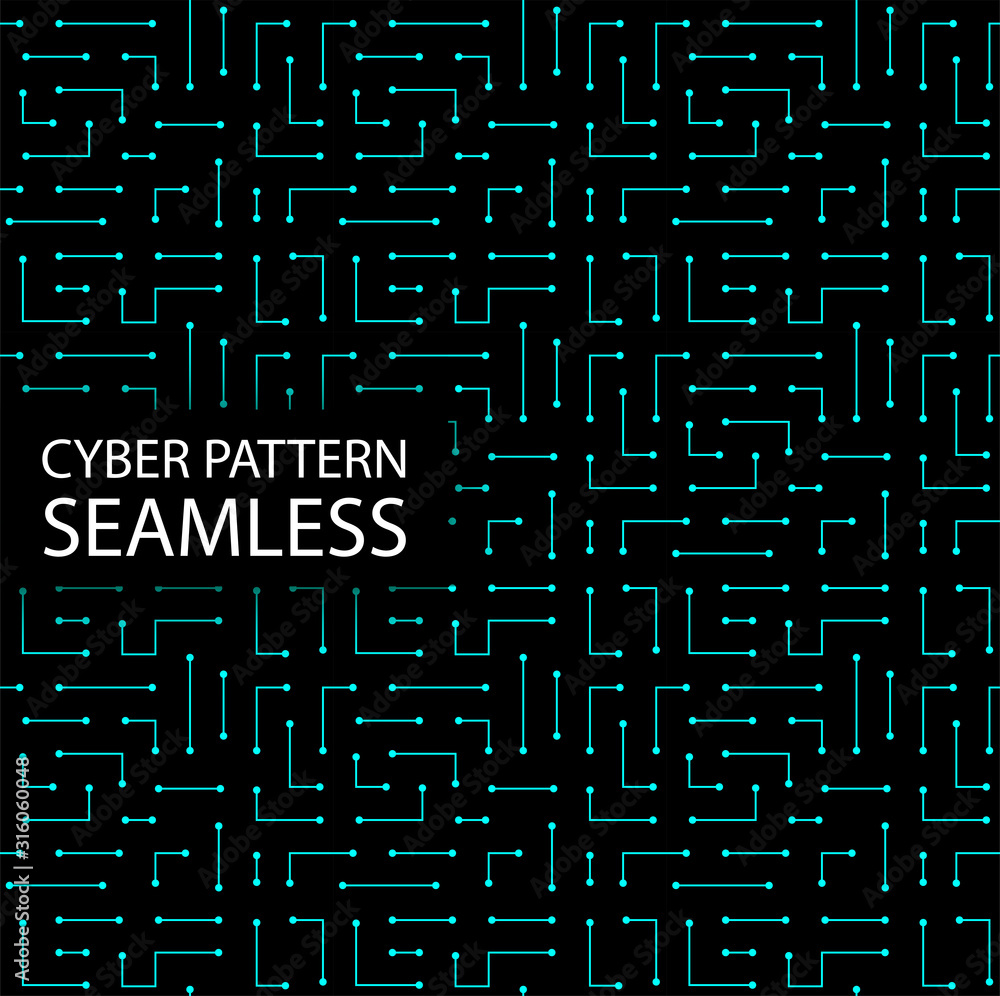 Seamless cyber pattern. Circuit board texture. Digital high tech style vector background Stock ...