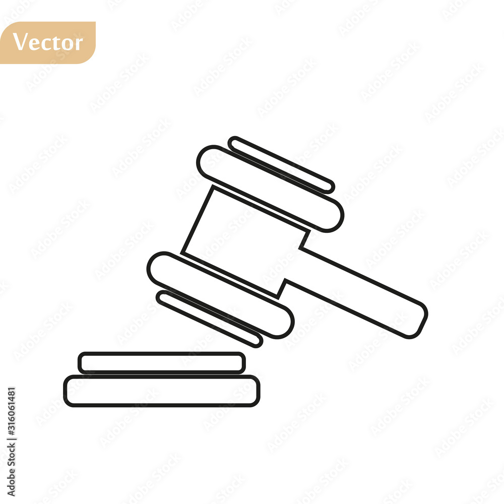 Judge gavel Icon Vector. Simple flat symbol. Perfect Black pictogram ...