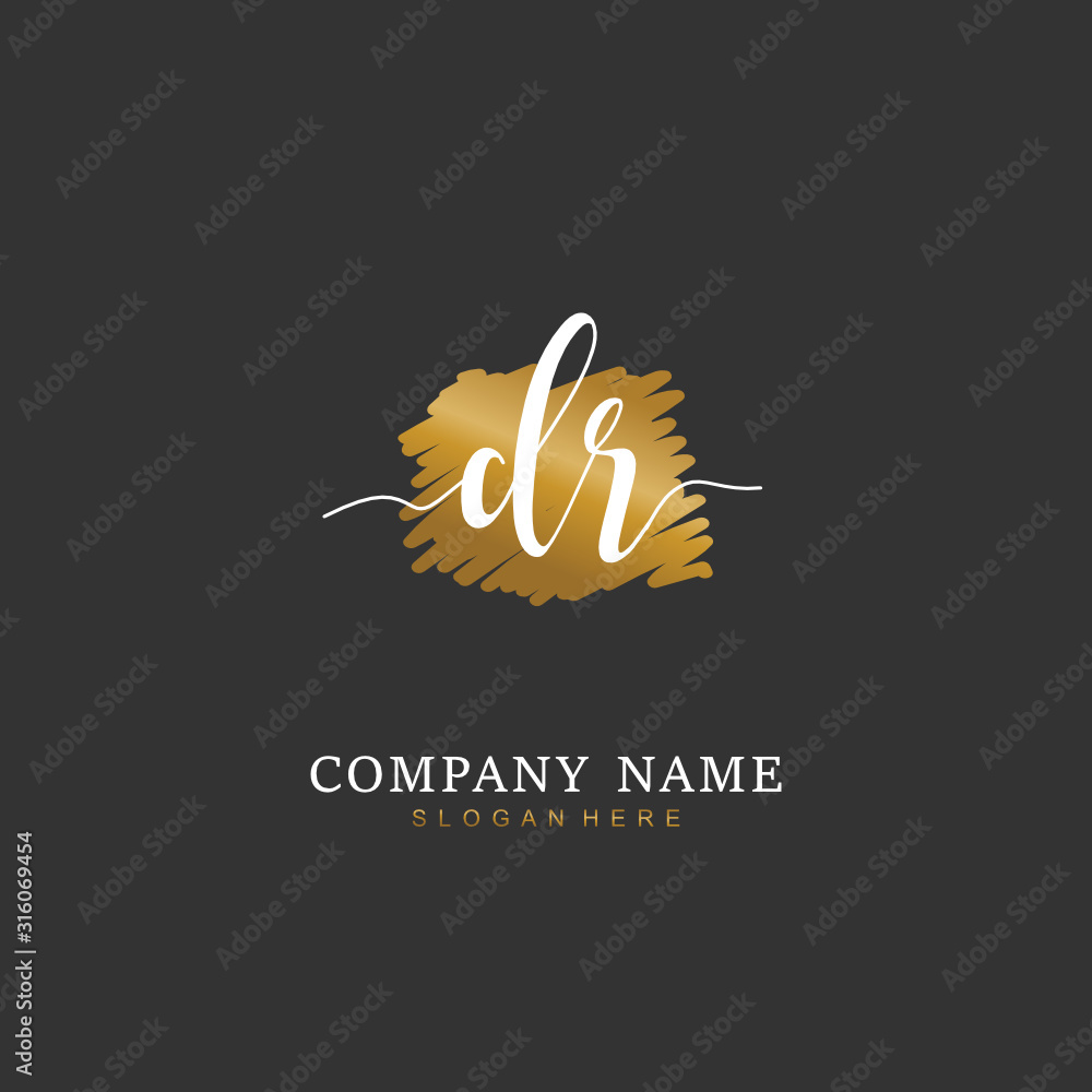 Handwritten initial letter D R DR for identity and logo. Vector logo ...