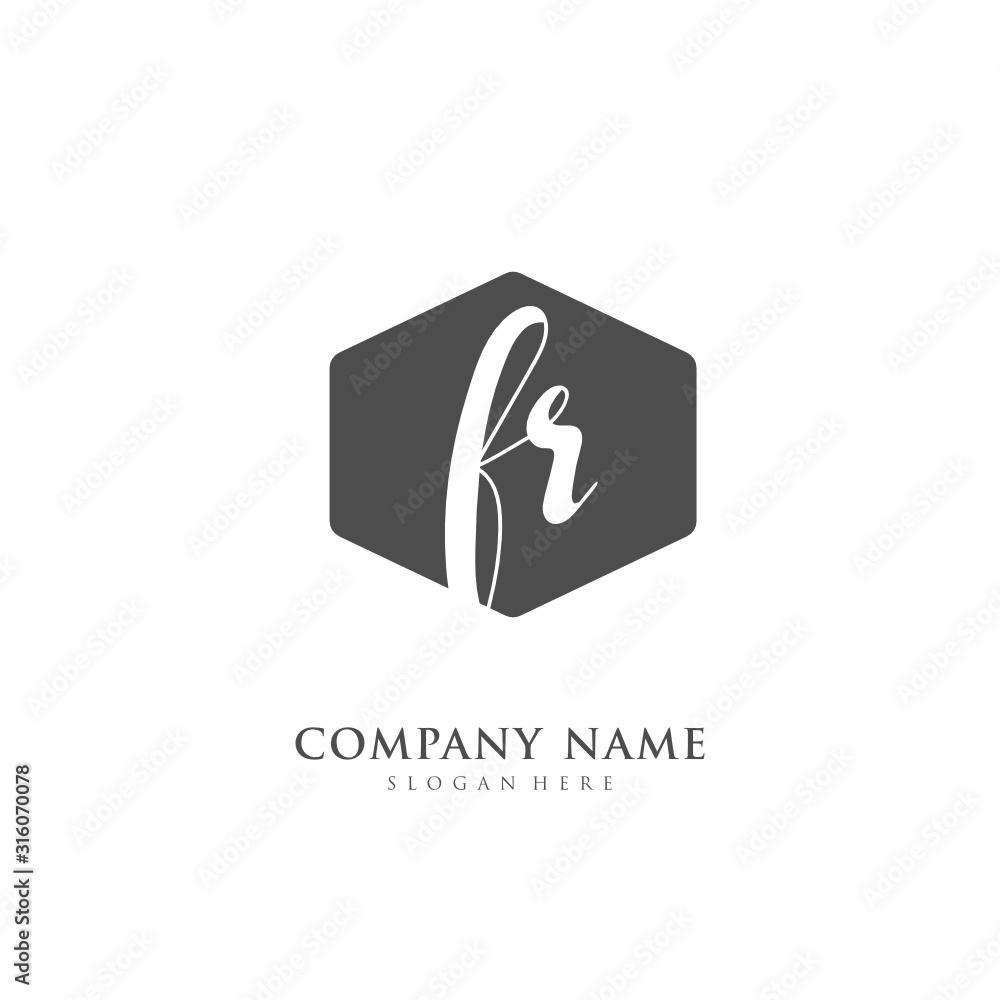 Handwritten initial letter F R FR for identity and logo. Vector logo ...