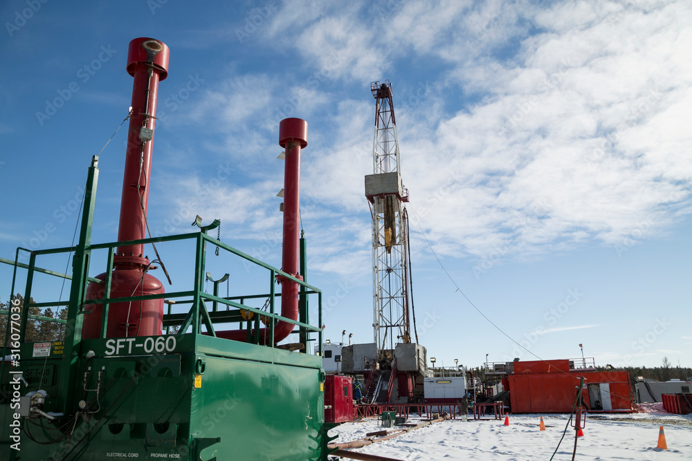 Drilling rig and equipment at gas plant Stock Photo | Adobe Stock