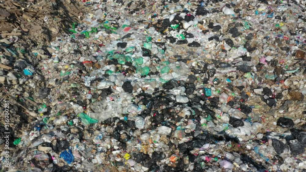 Plastic pollution dumped in landfill. Most single use plastics are not ...