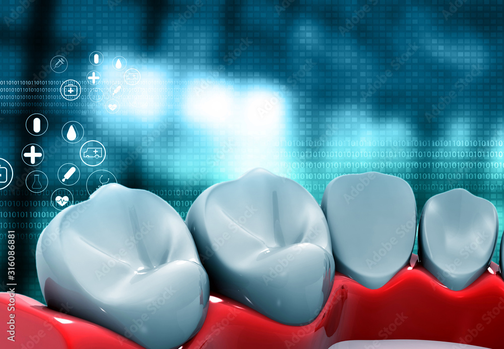 Human teeth on medical background. 3d illustration. Stock Illustration ...