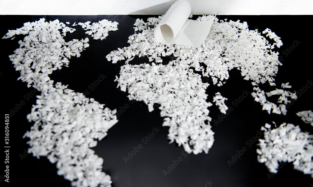 Abstract photo with toilet paper concept.World map made from toilet ...