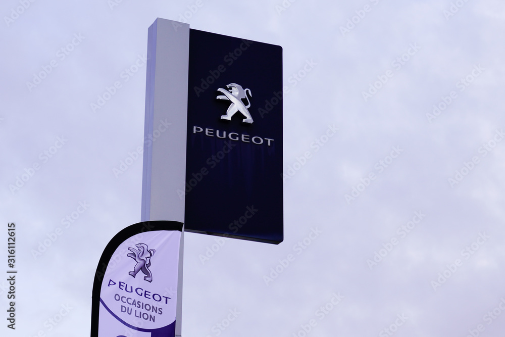 peugeot flag dealership sign logo car shop French automobile ...
