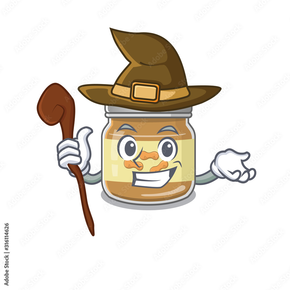 cartoon mascot style of peanut butter dressed as a witch Stock Vector ...