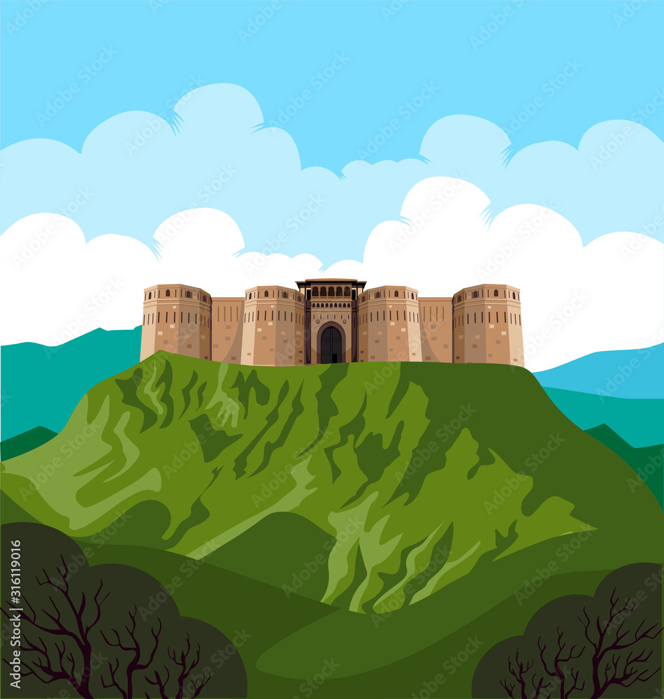 indian maharashtra fort on mountain vector Stock Vector | Adobe Stock