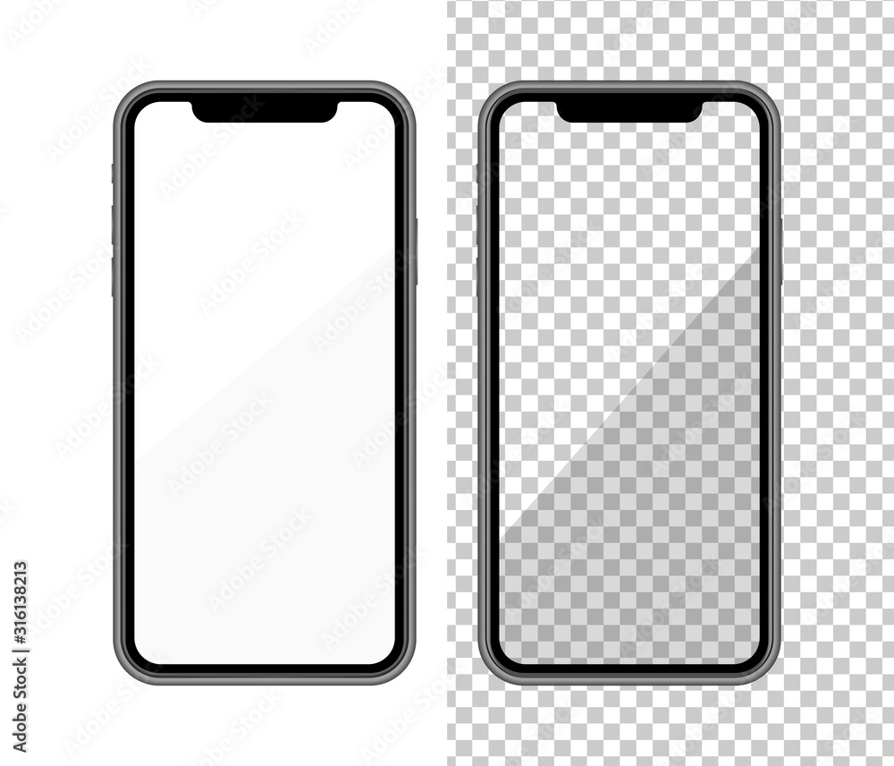 Realistic smartphone mockup. Cellphone frame with blank display. Vector ...