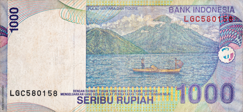 Pulau Maitara Dan Tidore on Indonesia 1000 rupiah bank note, former ...