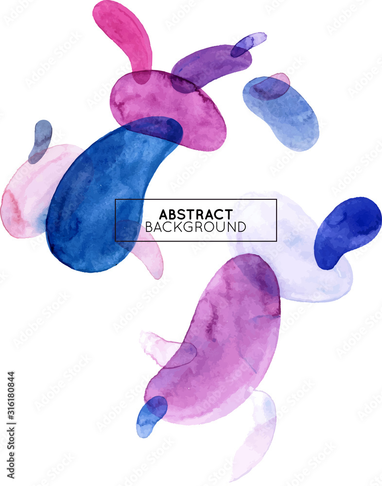 Watercolor vector banner template with abstract blue-purple teardrop ...