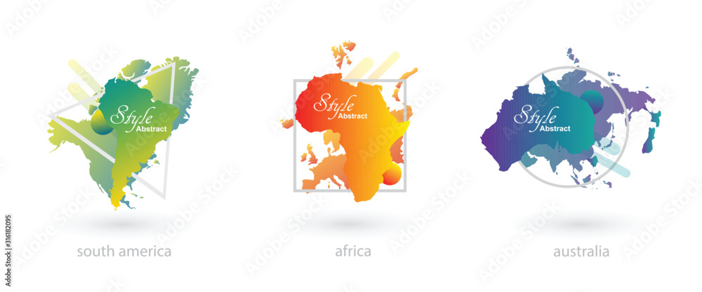 Abstract modern graphic elements. Maps colored forms and line. Gradient ...