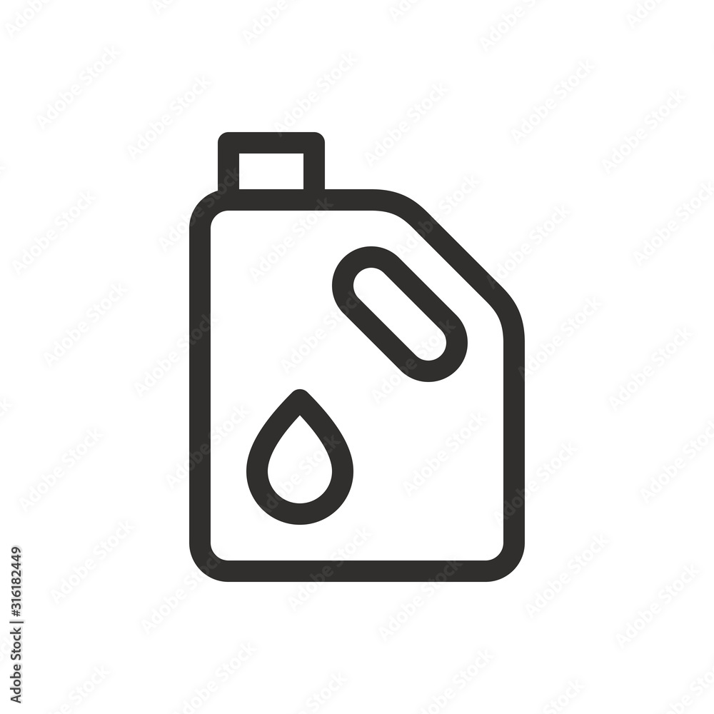 Engine oil can isolated icon, motor oil plastic bottle outline vector ...