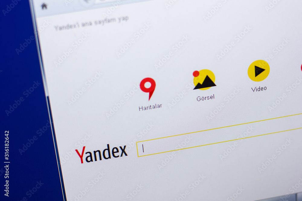 Ryazan, Russia - May 13, 2018: Yandex Turkey website on the display of ...
