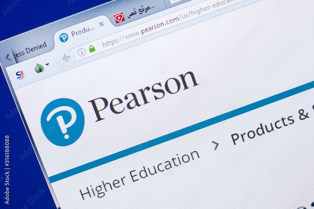 Ryazan, Russia - May 13, 2018: Pearson website on the display of PC ...