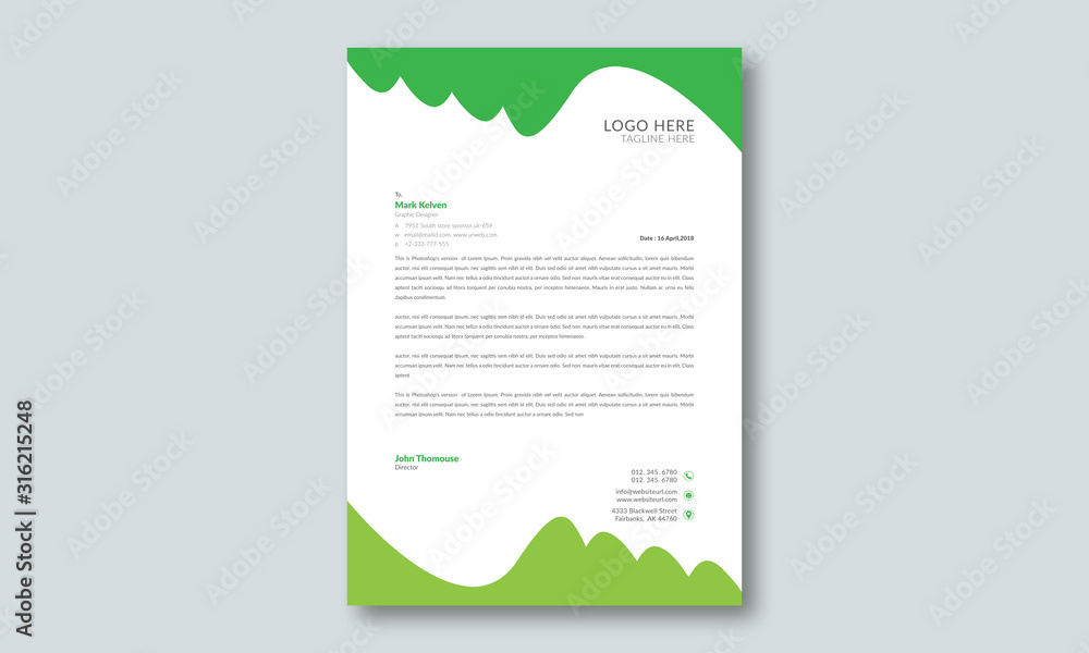 Corporate green letterhead template layout Stock Vector | Adobe Stock