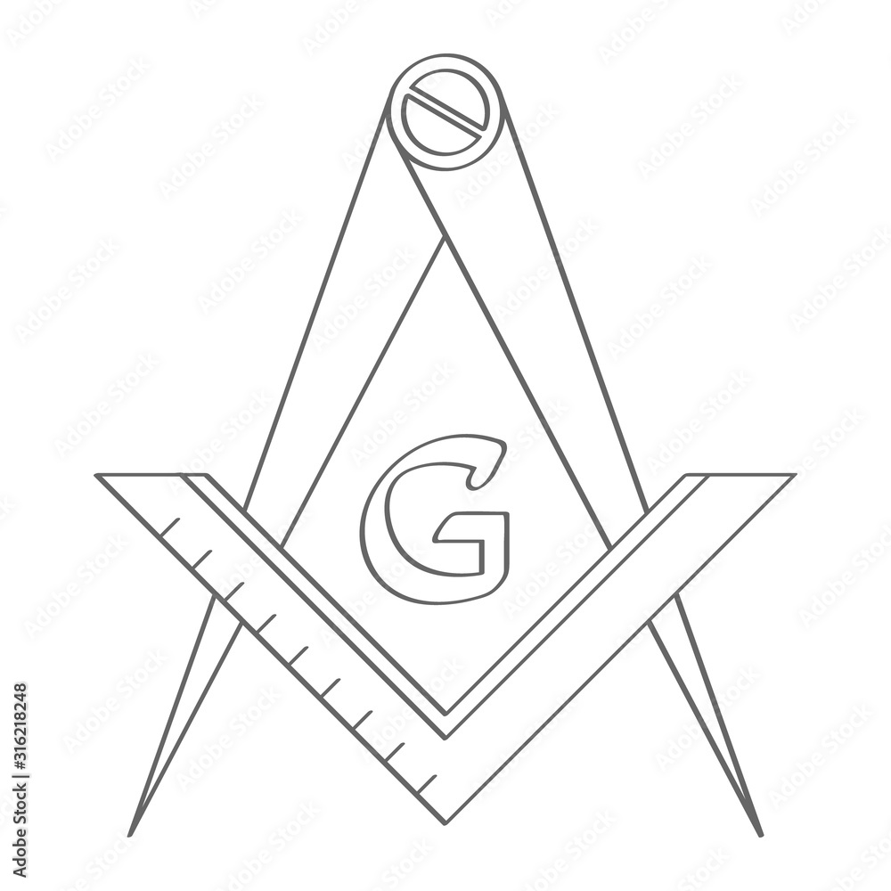 vector icon with Masonic Square and Compasses for your design Stock ...