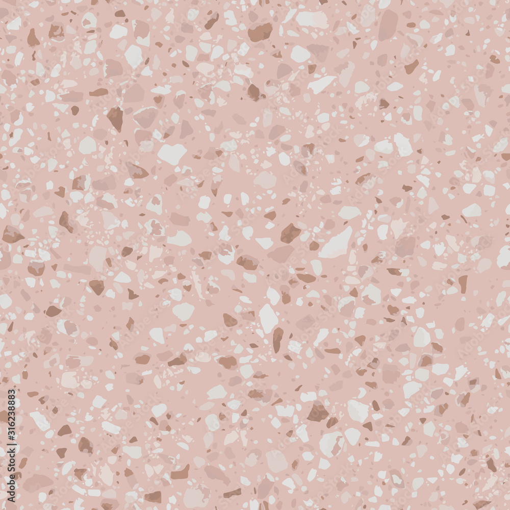 Pink terrazzo flooring seamless pattern. Vector texture of mosaic floor ...